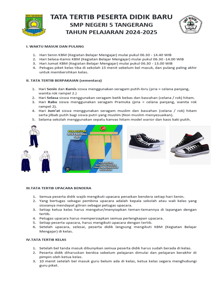 Tata Tertib Peserta Didik Baru - 2024 | PDF