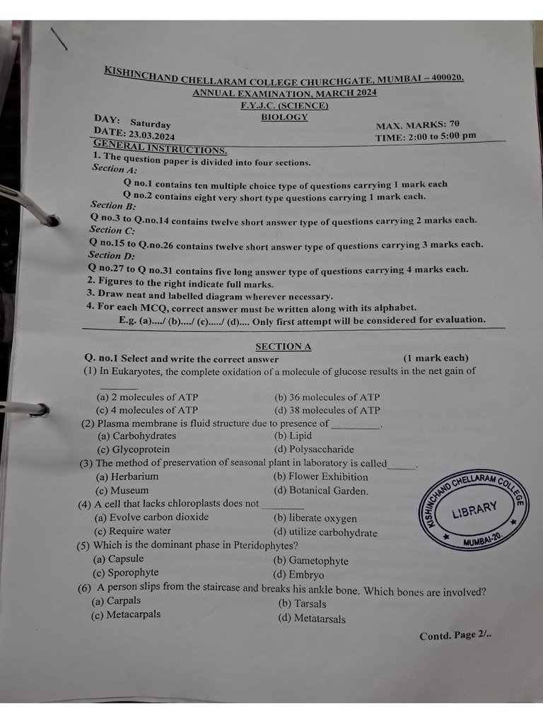 Biology Pyq 24 | PDF