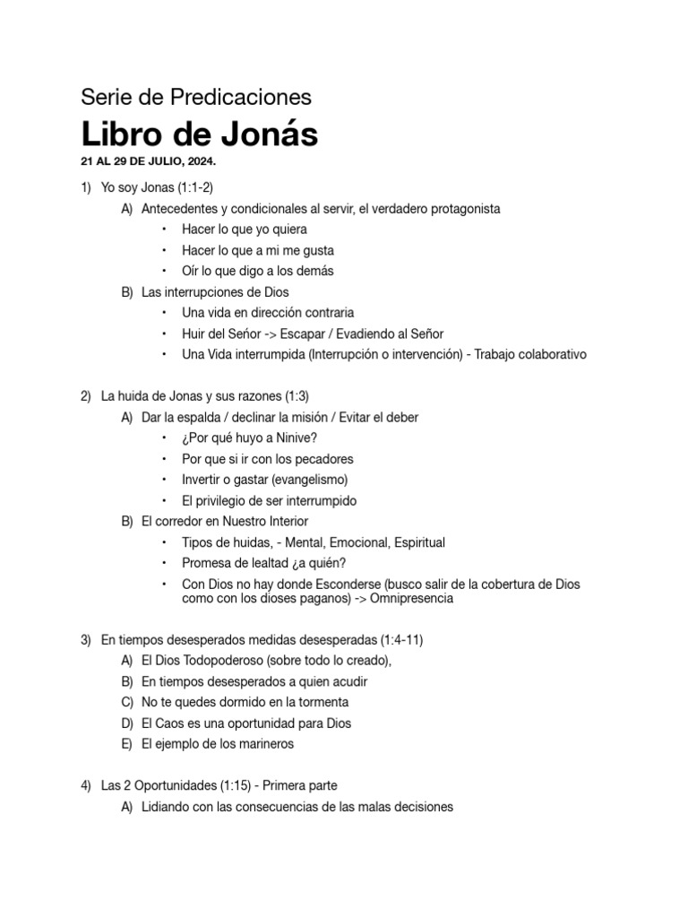 Libro de Jonas - Serie de Predicaciones | PDF | Jonás | Dios