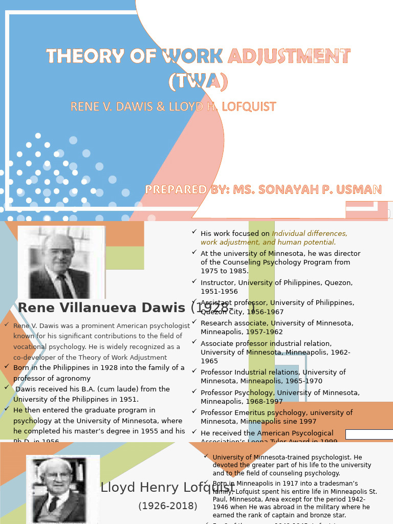 Contributions of Dawis and Lofquist | PDF | Behavioural Sciences ...
