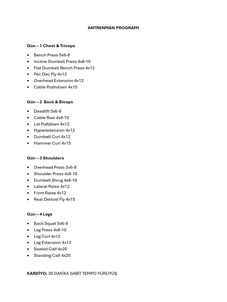 Antrenman Programı | PDF