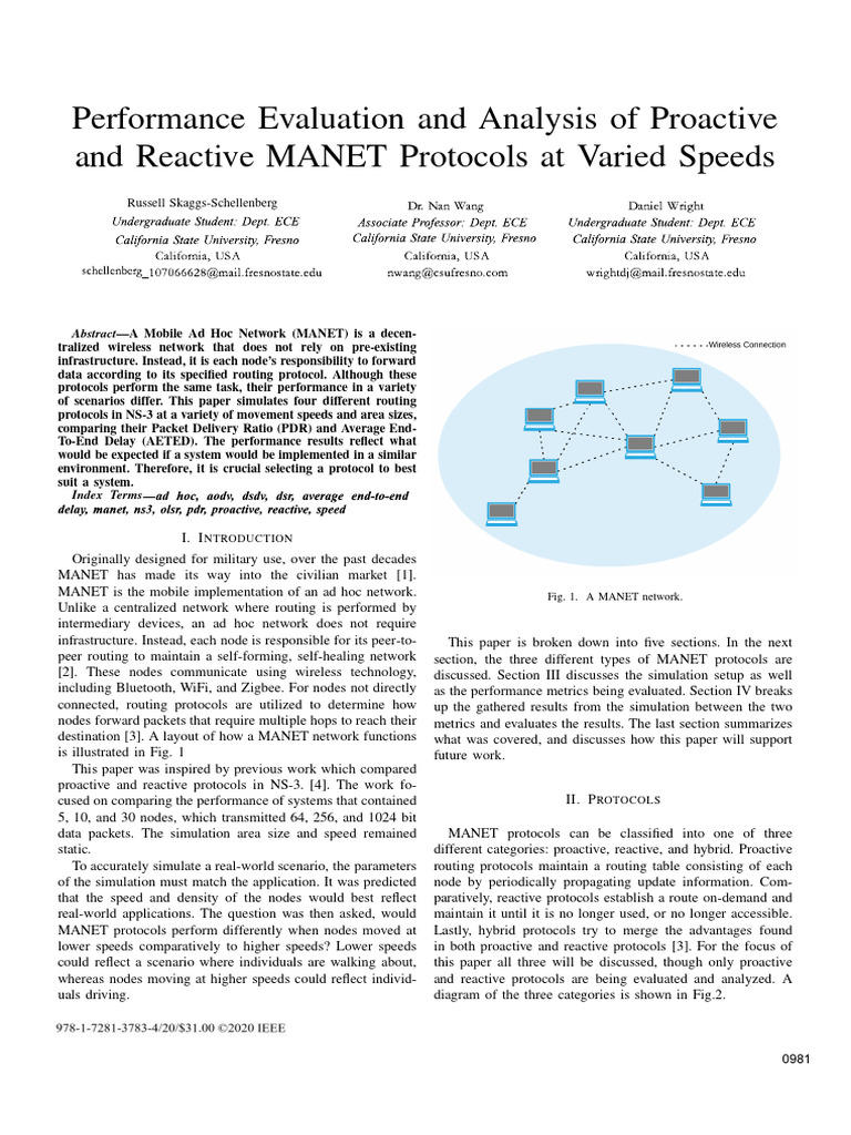 MANET Protocol Performance Analysis | PDF | Wireless Ad Hoc Network ...