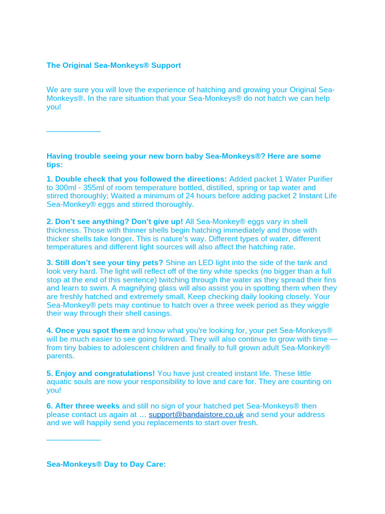 Sea Monkeys Instructions | PDF | Water