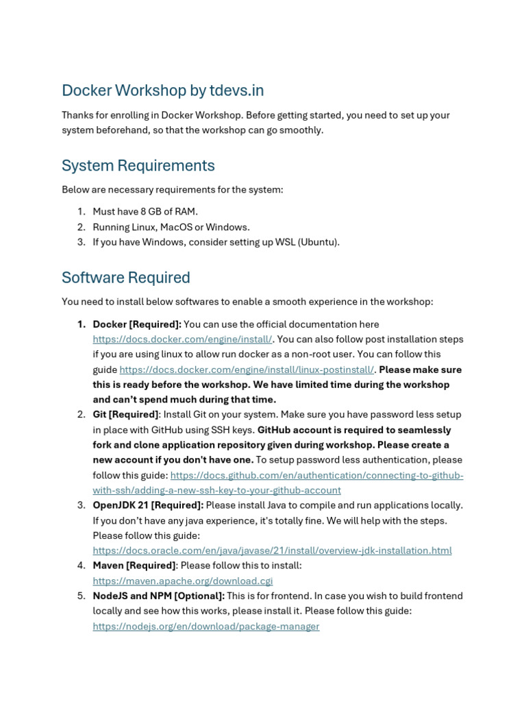 Softwares For Docker Workshop | PDF | Java (Programming Language) | Software