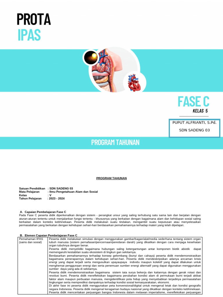 Prota Ipas Kelas 5 | PDF
