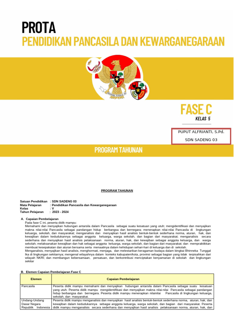 PROTA PPKN KELAS 5 | PDF