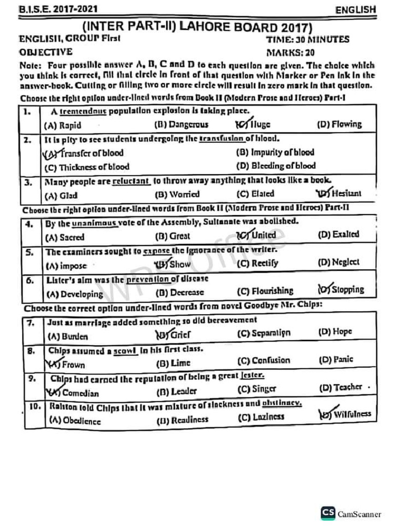 12TH Class English Most Important and Past Paper McQs | PDF