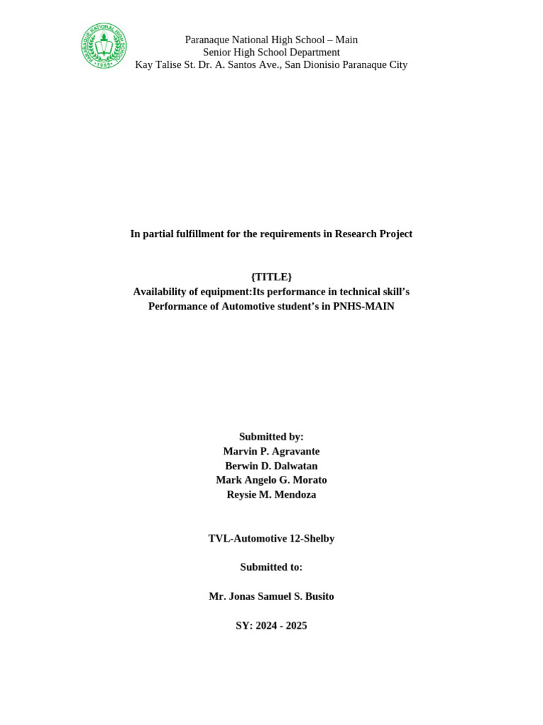 Research Paper Cover Page Format and Its Parts | PDF | Intelligence ...