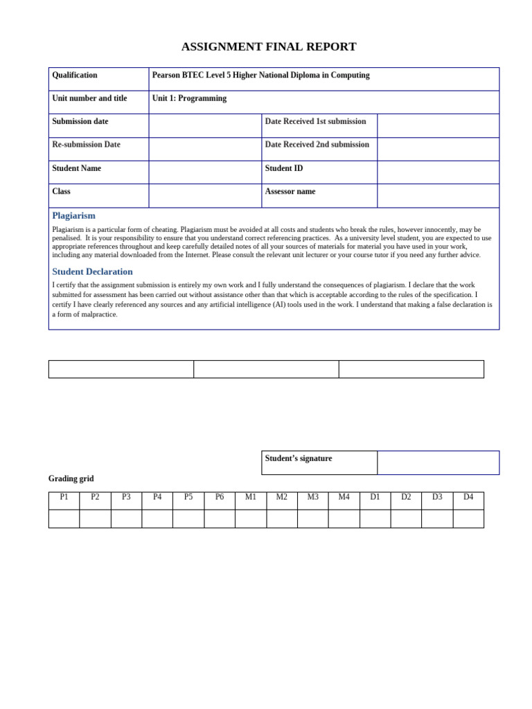 Frontsheet Asm Final Report (Ind) | PDF