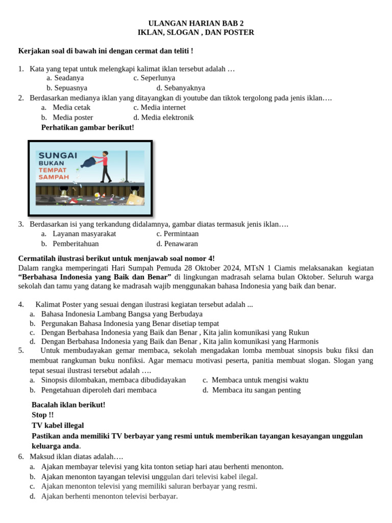 Ulangan Harian Poster | PDF