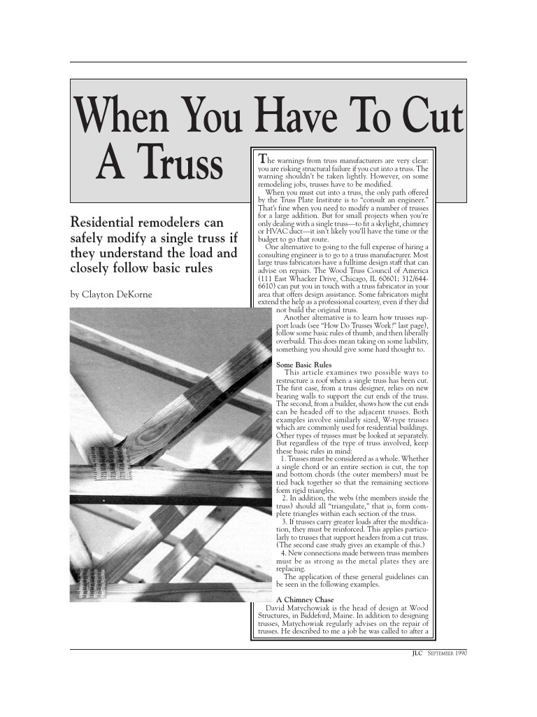 JLC Online Article PDF - When You Have To Cut A Truss | PDF | Truss ...