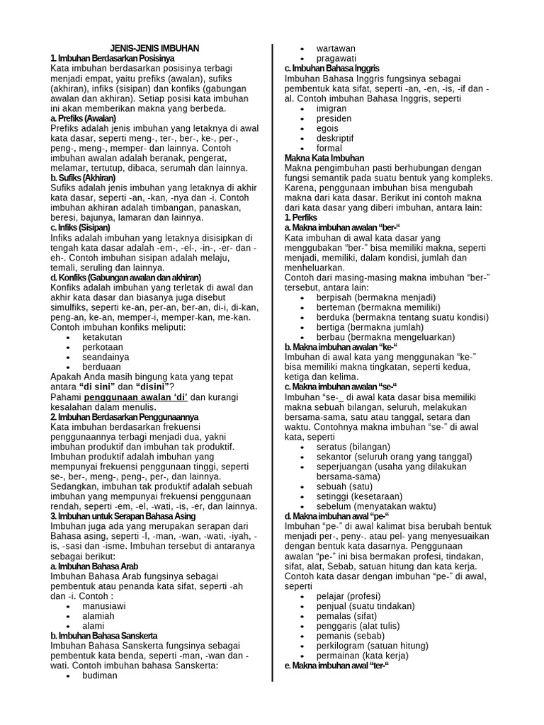 Kata Imbuhan | PDF