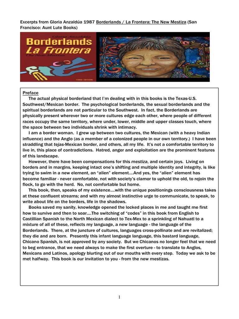 Excerpts From Gloria Anzaldúa Borderlands | PDF | Chicano | English ...