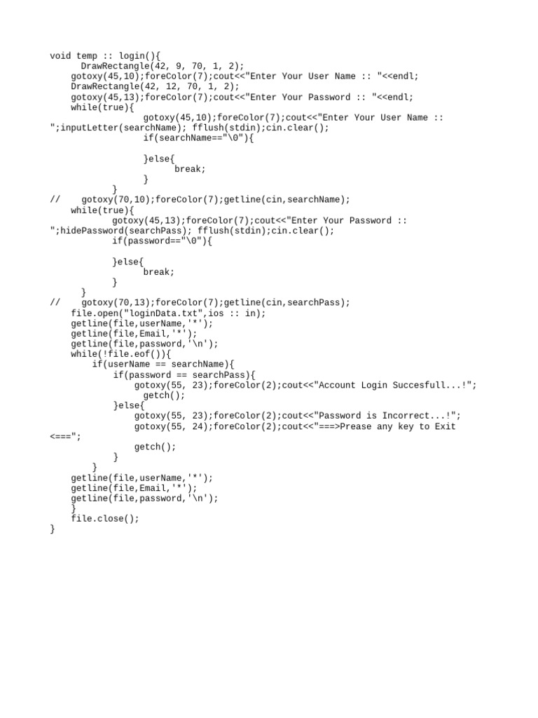 void temp login(){ | PDF
