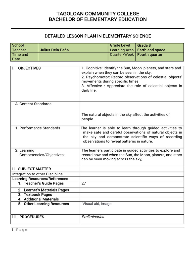 Grade 3 Lesson on Celestial Objects | PDF | Stars | Sky