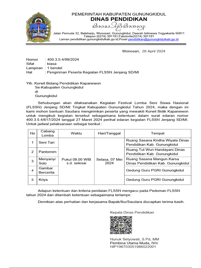 FLSSN 2024 Gunungkidul: Panduan Lomba SD/MI | PDF
