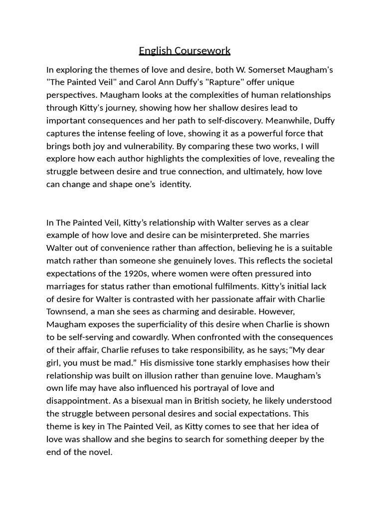 English Coursework Proper Draft 1 | PDF | Love