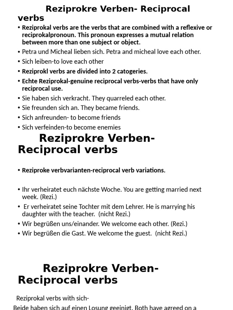 Reziprokal Verben | PDF