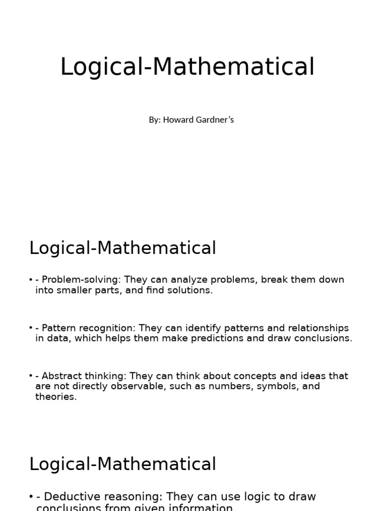 Logical Mathematical 1 | PDF
