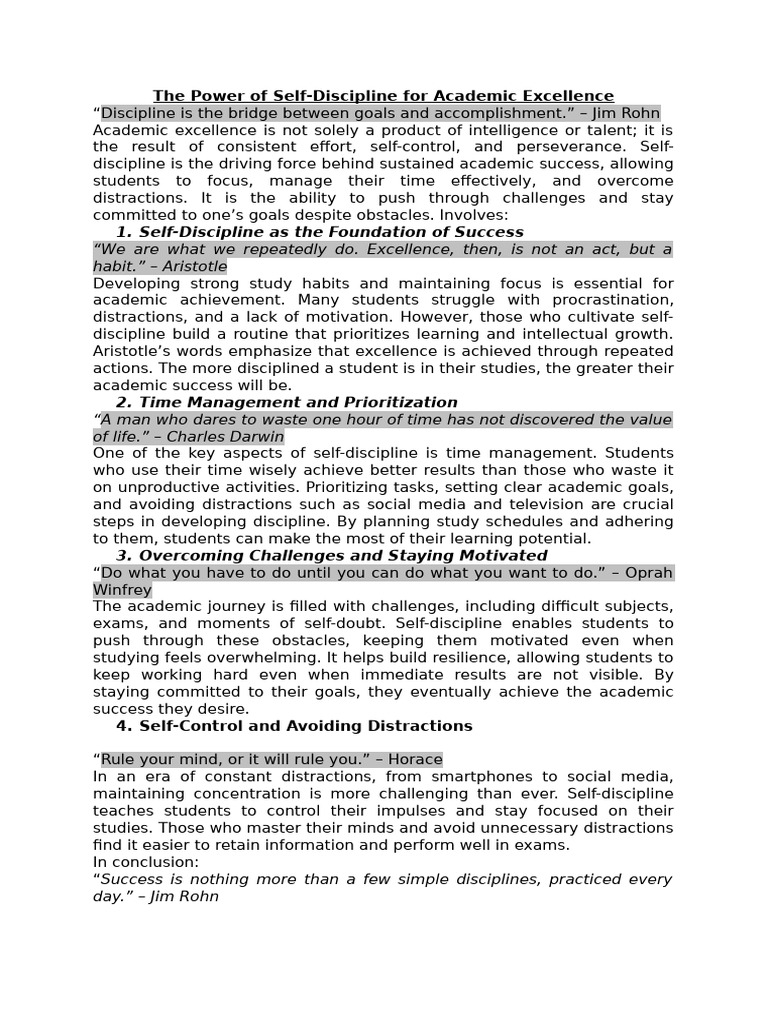 Self Discipline - Peer Counselling | PDF | Disciplines | Cognition