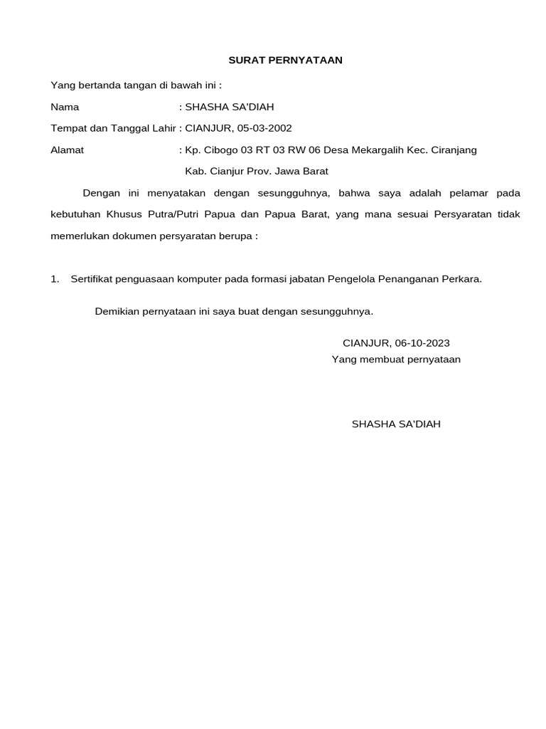 Format Pengganti TOEFL Sertifikat Komp_Pelamar Kebutuhan Pa Pi Papua_1694870296 | PDF