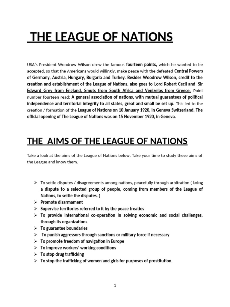 Overview of the League of Nations | PDF | League Of Nations | Employment