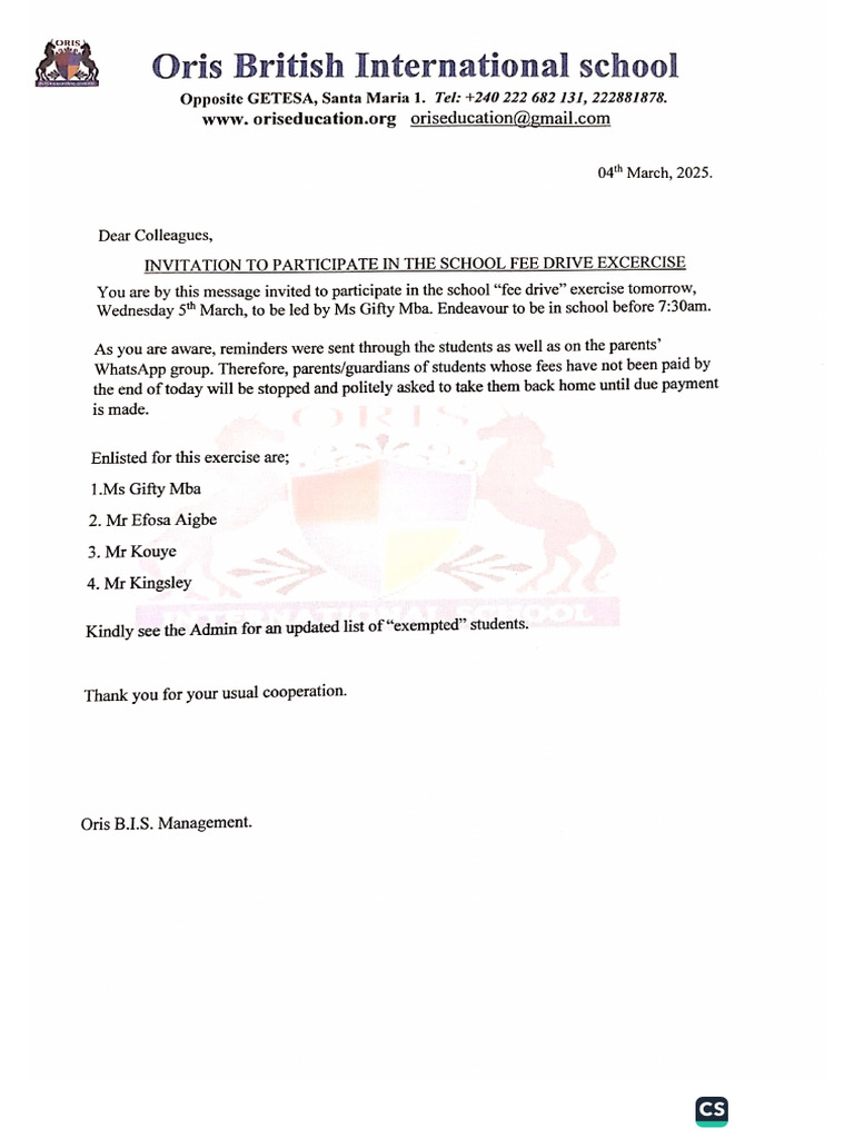 Invitation To Participate in Fees Drive | PDF