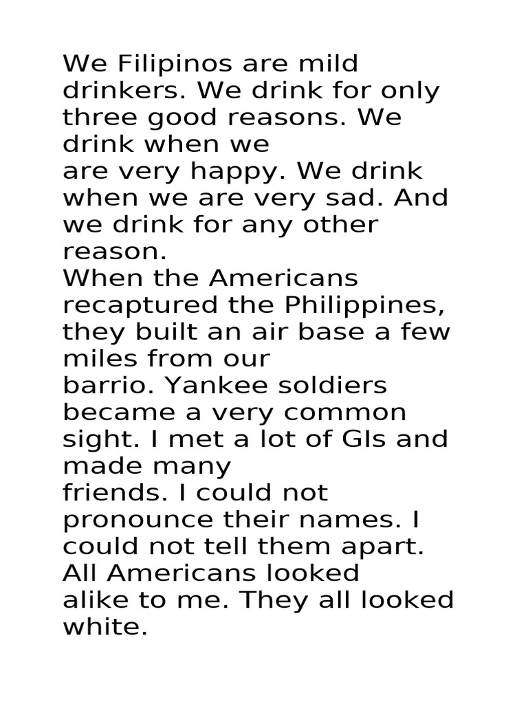 We Filipinos Are Mild Drinkers | PDF