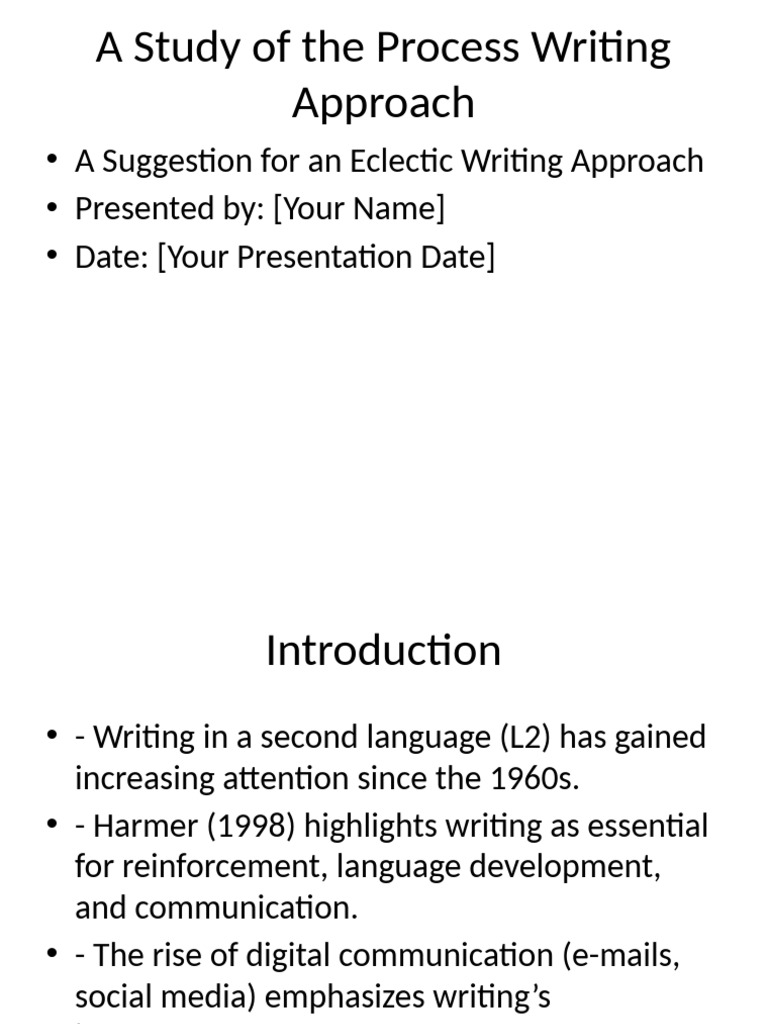 Process Writing Approach Presentation | PDF | English As A Second Or ...