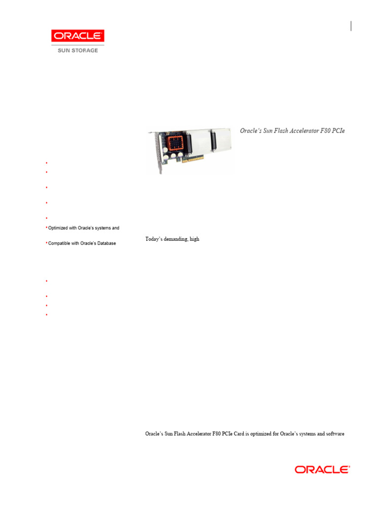 Sun Flash Accelerator F80 PCIe Card | PDF | Flash Memory | Computer Science
