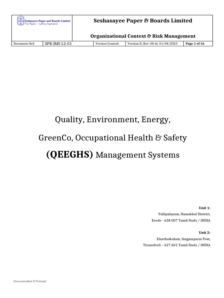 SPB-IMS-L2-01 - Organizational Context & Risk Management | PDF | Risk ...