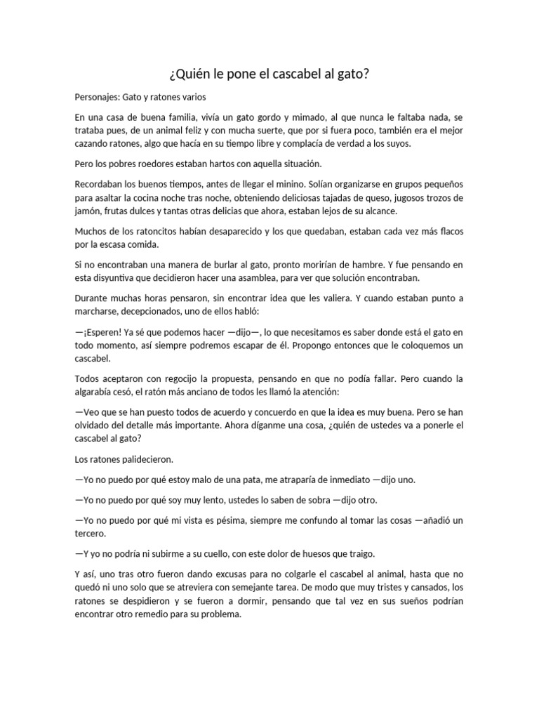 Quién Le Pone El Cascabel Al Gato | PDF
