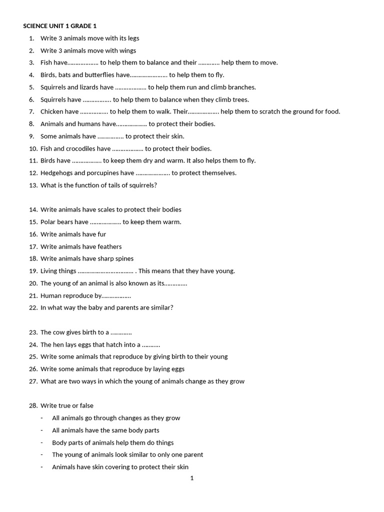 Animals and Their Body Parts for Grade 2 | PDF | Zoology