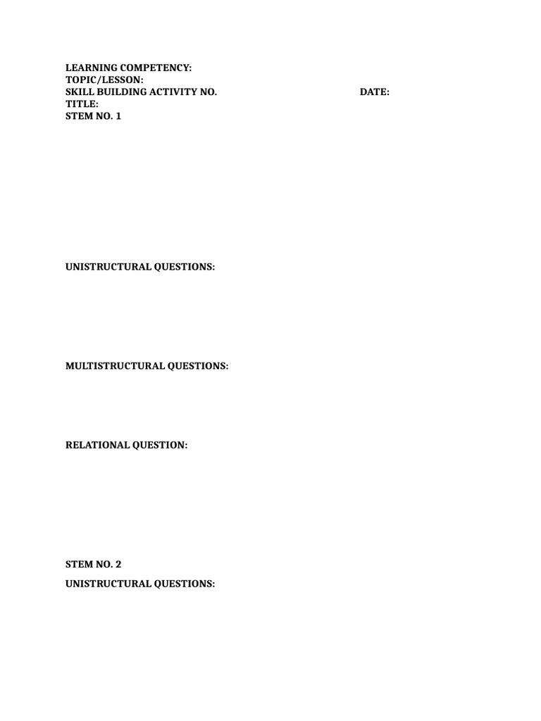 Skill Building Activity Format | PDF