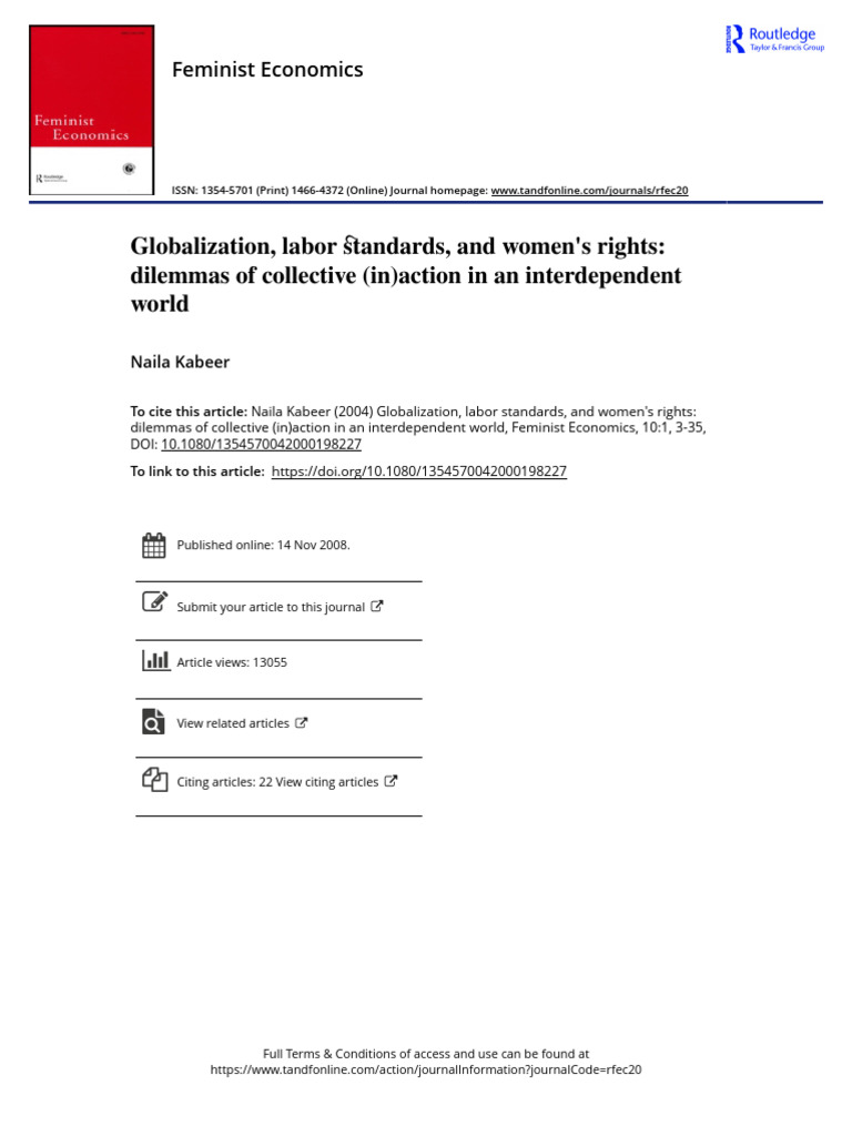 Globalization Labor Standards and Women S Rights Dilemmas of Collective ...
