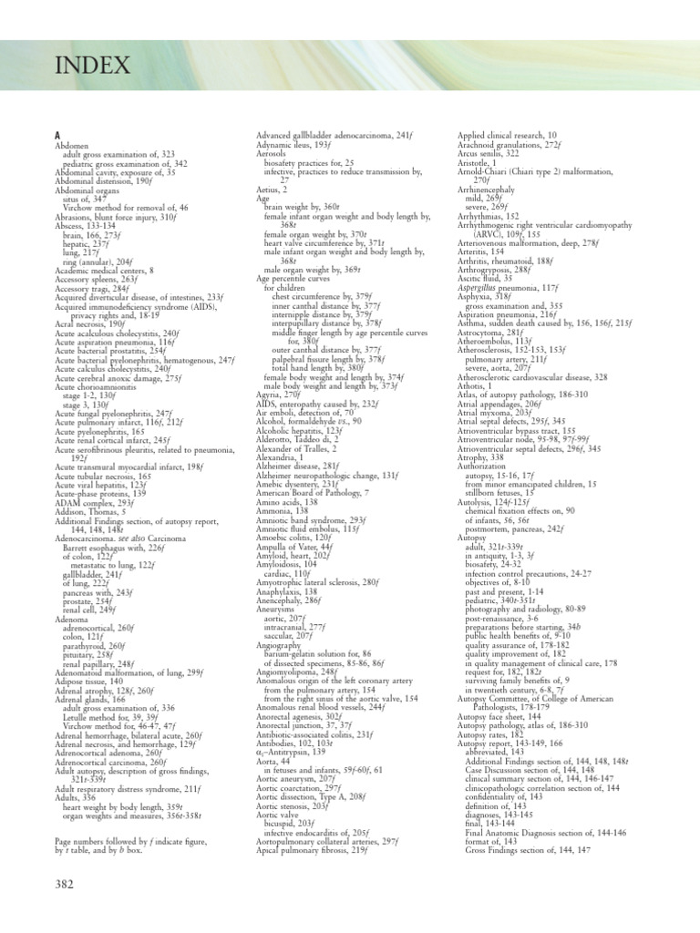 Index - 2016 - Autopsy Pathology A Manual and Atlas | PDF | Autopsy | Heart