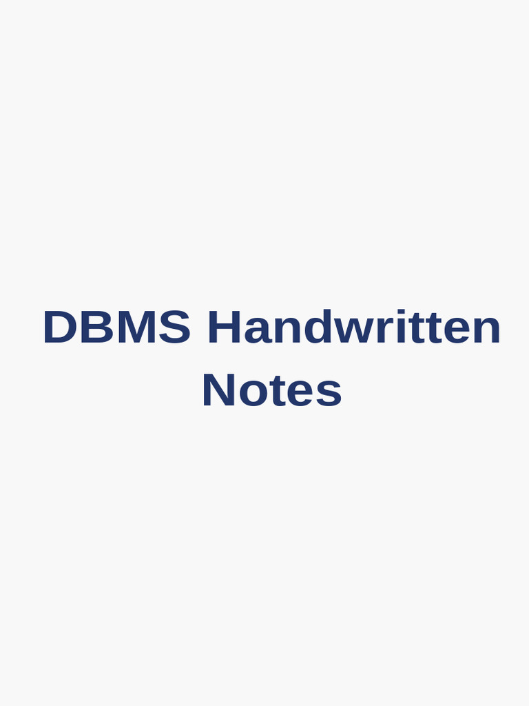 DBMS Handwritten Notes ?? | PDF
