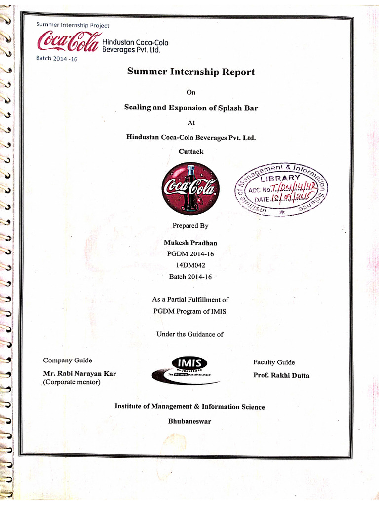 Coca-Cola SIP Sample Report | PDF