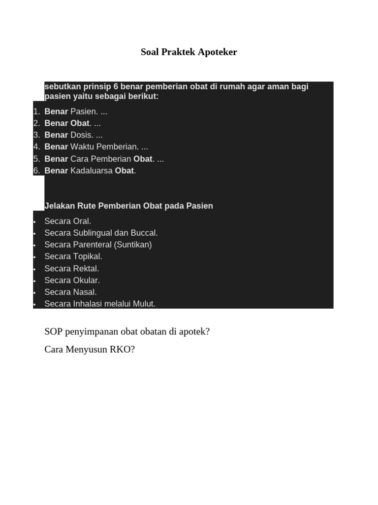 Soal Praktek Apoteker | PDF