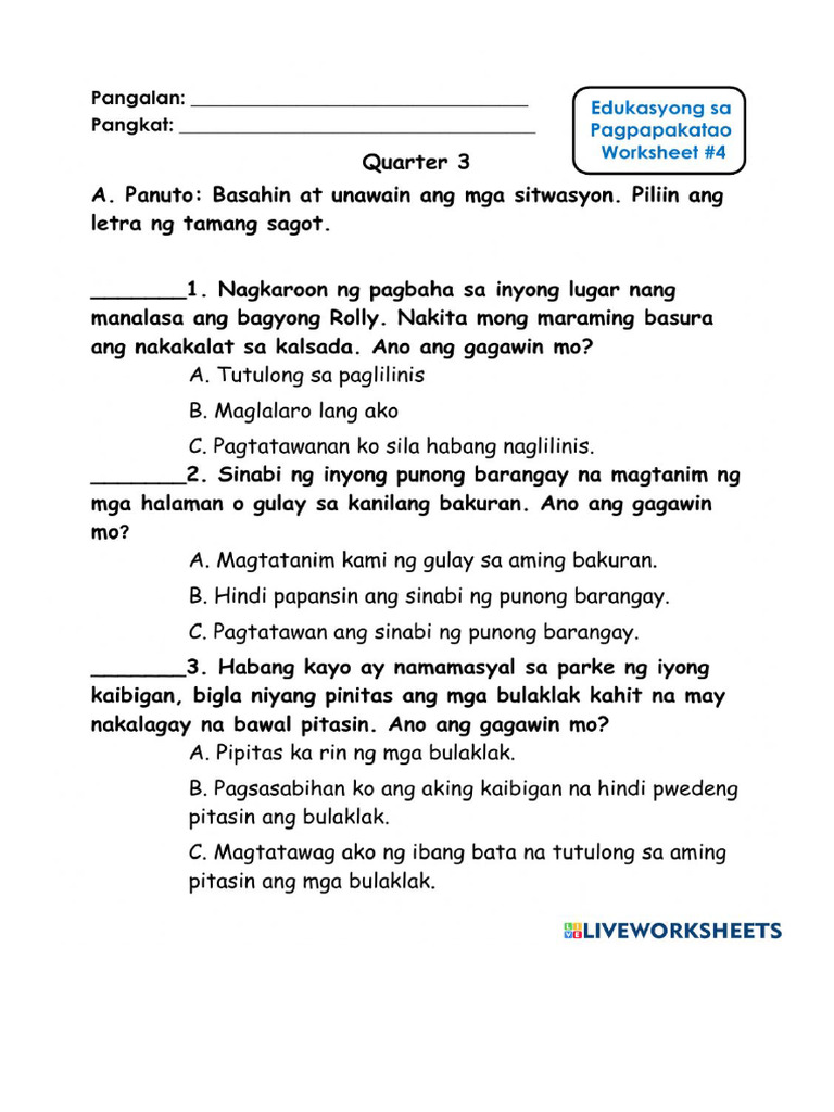Kaayusan-at-Kapayapaan-sa-Tahanan-Worksheet 1 | PDF