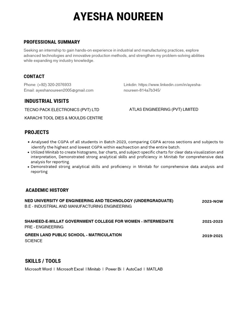 Ayesha CV | PDF