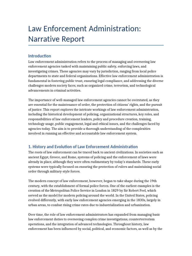 Law Enforcement Administration Report | PDF | Police | Crime & Violence