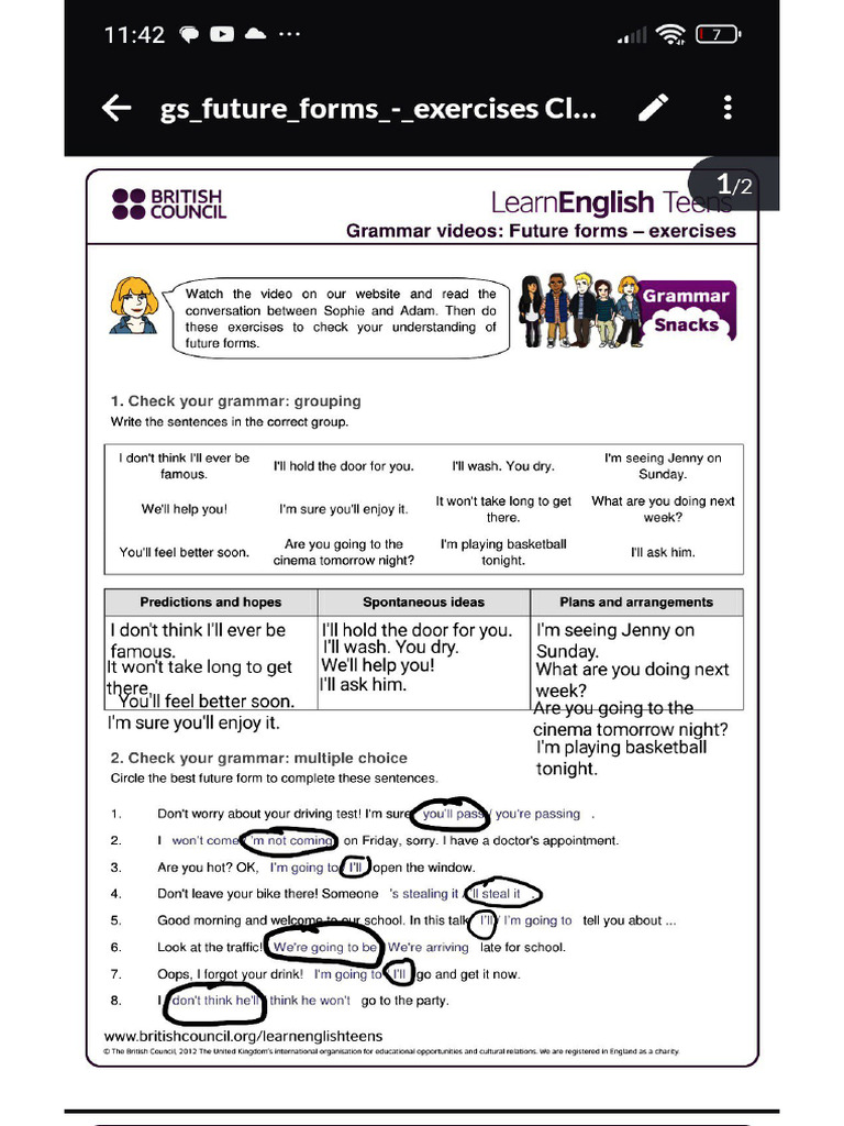 gs_future_forms_-_exercises. Claudia | PDF