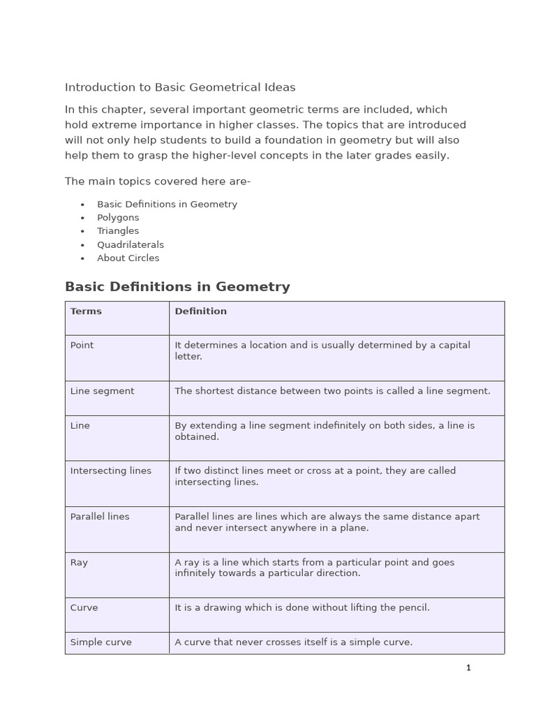 Basic Geometrical Concepts Explained | PDF | Circle | Line (Geometry)