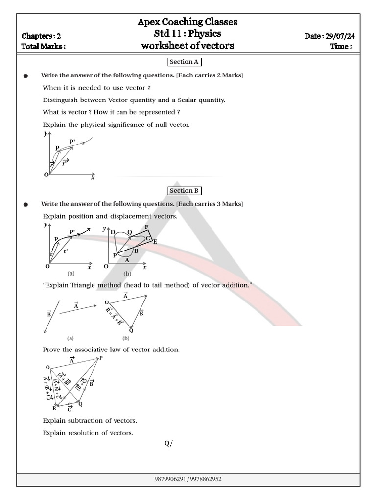 Worksheetofvectors D29 Jul 2024 | PDF | Euclidean Vector | Algebra