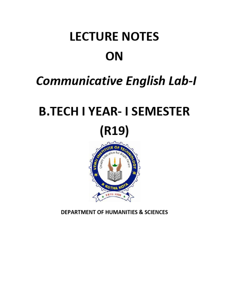 JNTUA Communicative English - I Lab Manual | PDF | English Language | Vowel