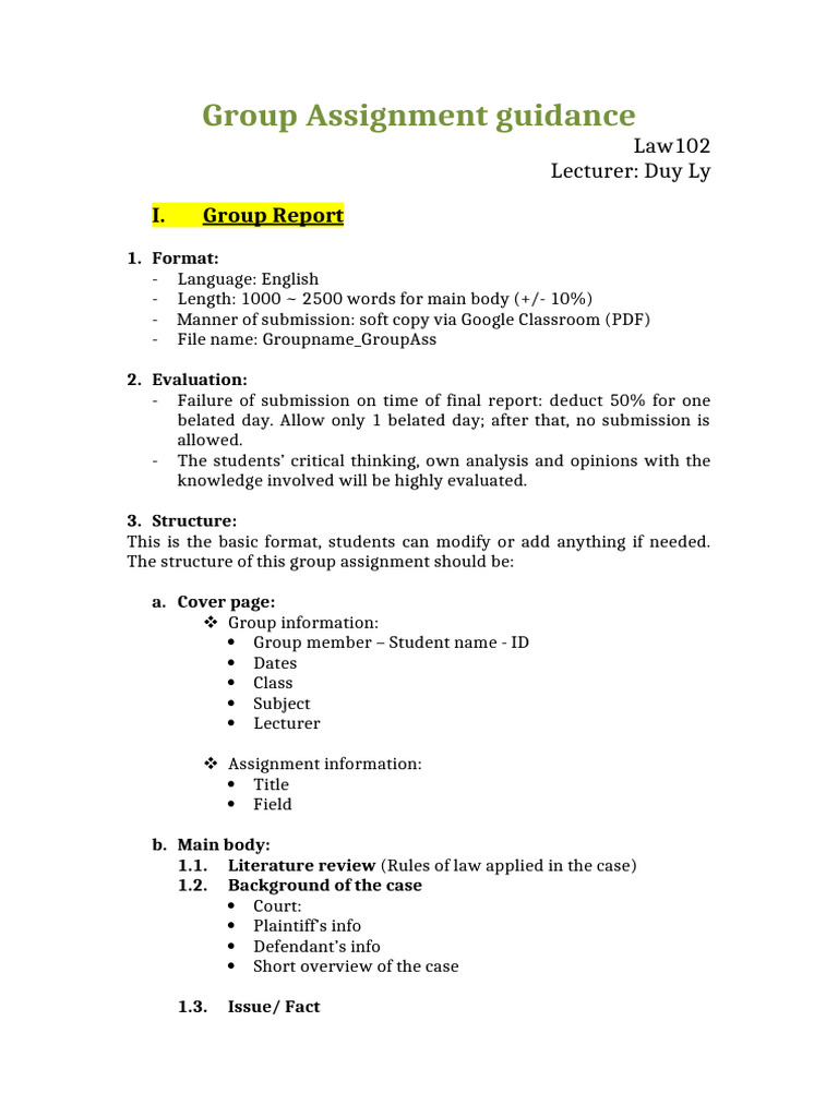 Group Assignment guidance | PDF