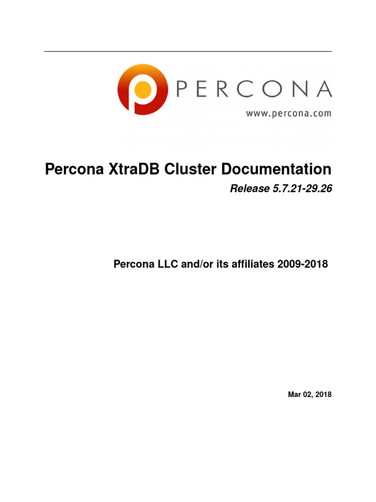 PerconaXtraDBCluster-5.7.21-29.26 | PDF | Computer Cluster | Replication (Computing)
