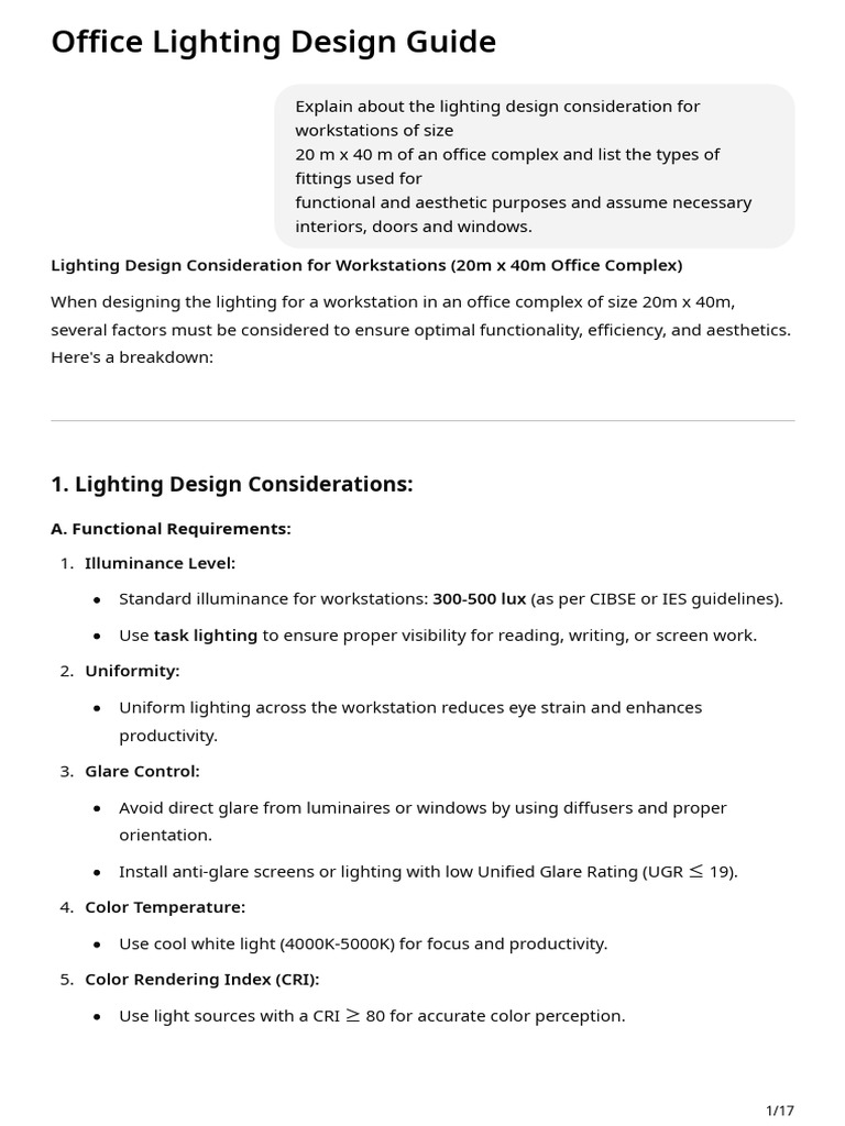 Office Lighting Design Guide | PDF | Lighting | Light