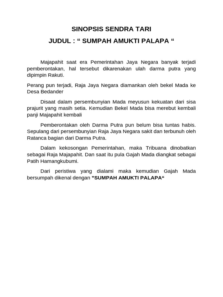 Sinopsis Sendra Tari | PDF